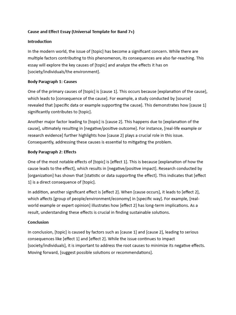 Cause and Effect Essay Template | PDF