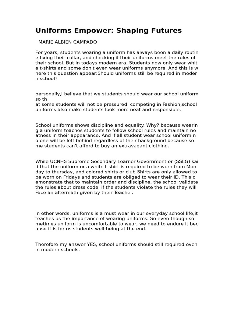 Uniforms Empower Shaping Futures 2 | PDF