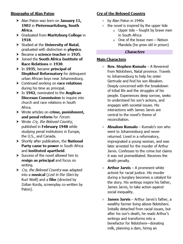 Cry of The Beloved Country | PDF