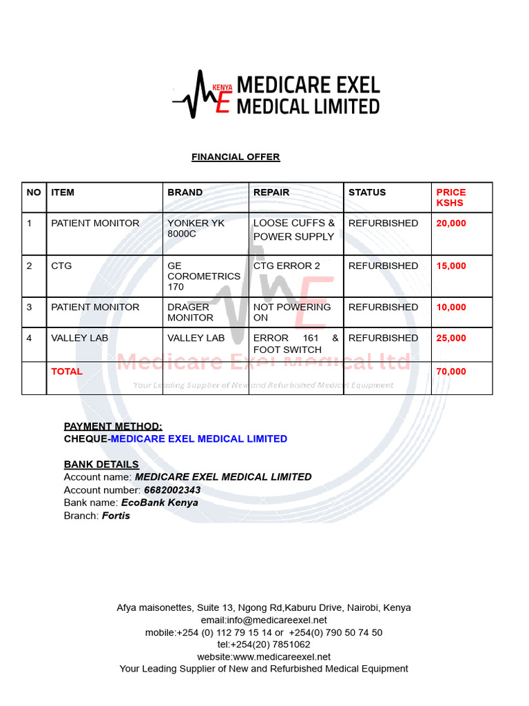 Proforma Invoice ST Bridgit Hospital | PDF