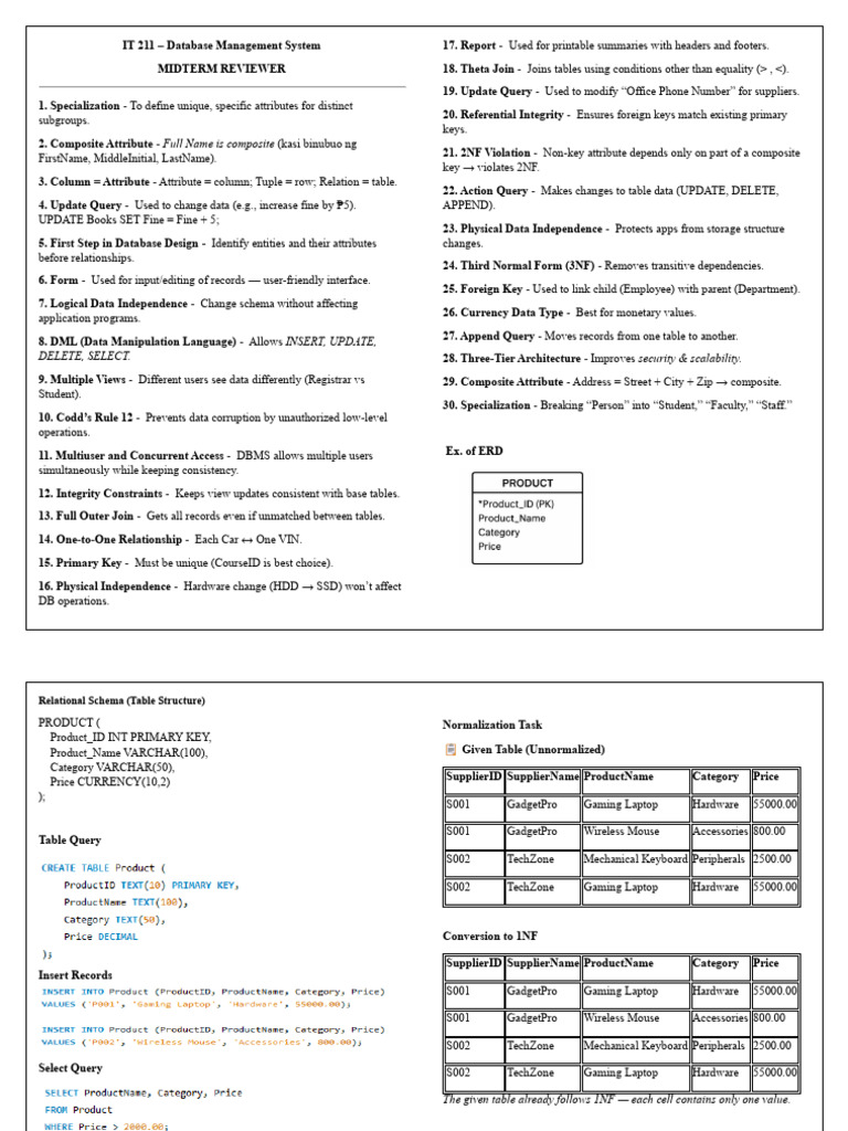 Database Management Midterm Review Guide | PDF | Data Management ...