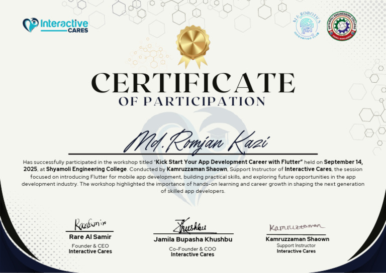 Shyamoli Engineering College Session Certificates-94 | PDF