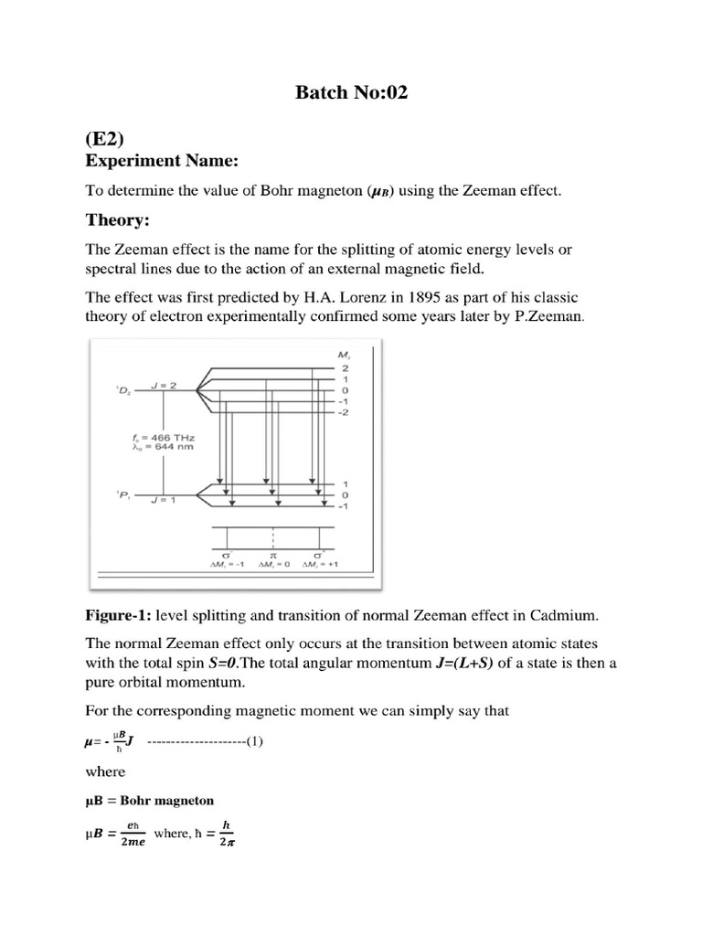 Zeeman Effect (Batch 02) | PDF