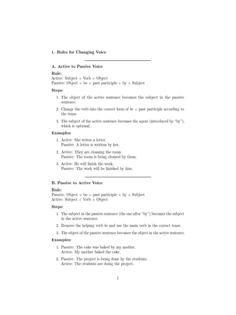 Voice Change Rules: Active to Passive | PDF