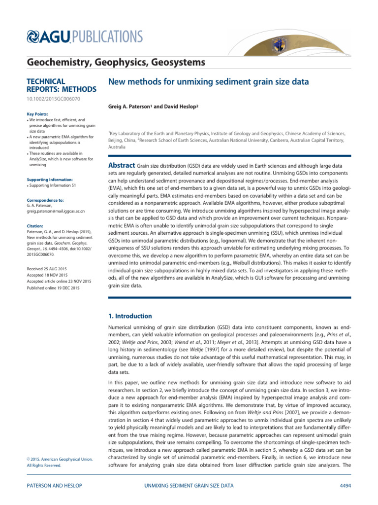 Geochem Geophys Geosyst - 2015 - Paterson - New Methods For Unmixing ...