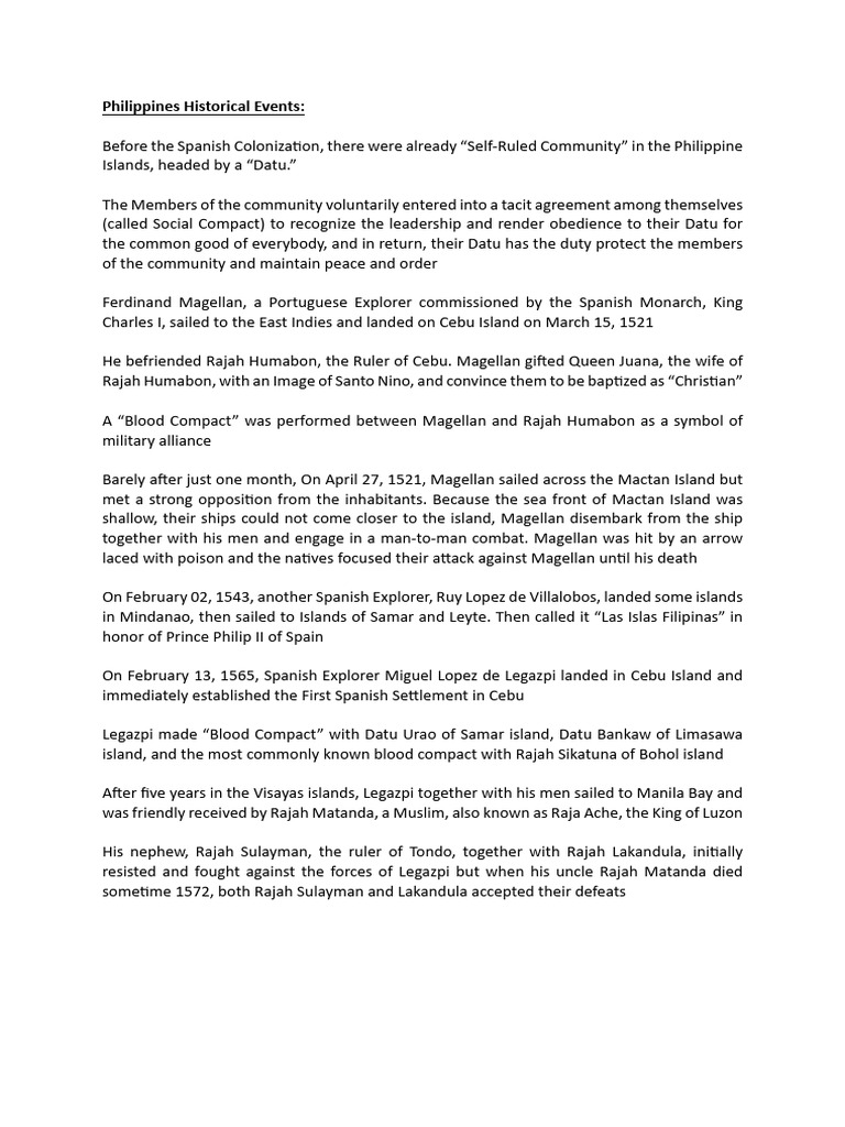 Key Historical Events in the Philippines | PDF | Philippines