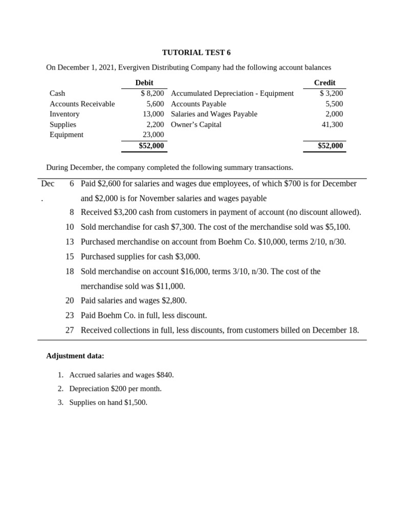 Tutorial Test 6 Question | PDF