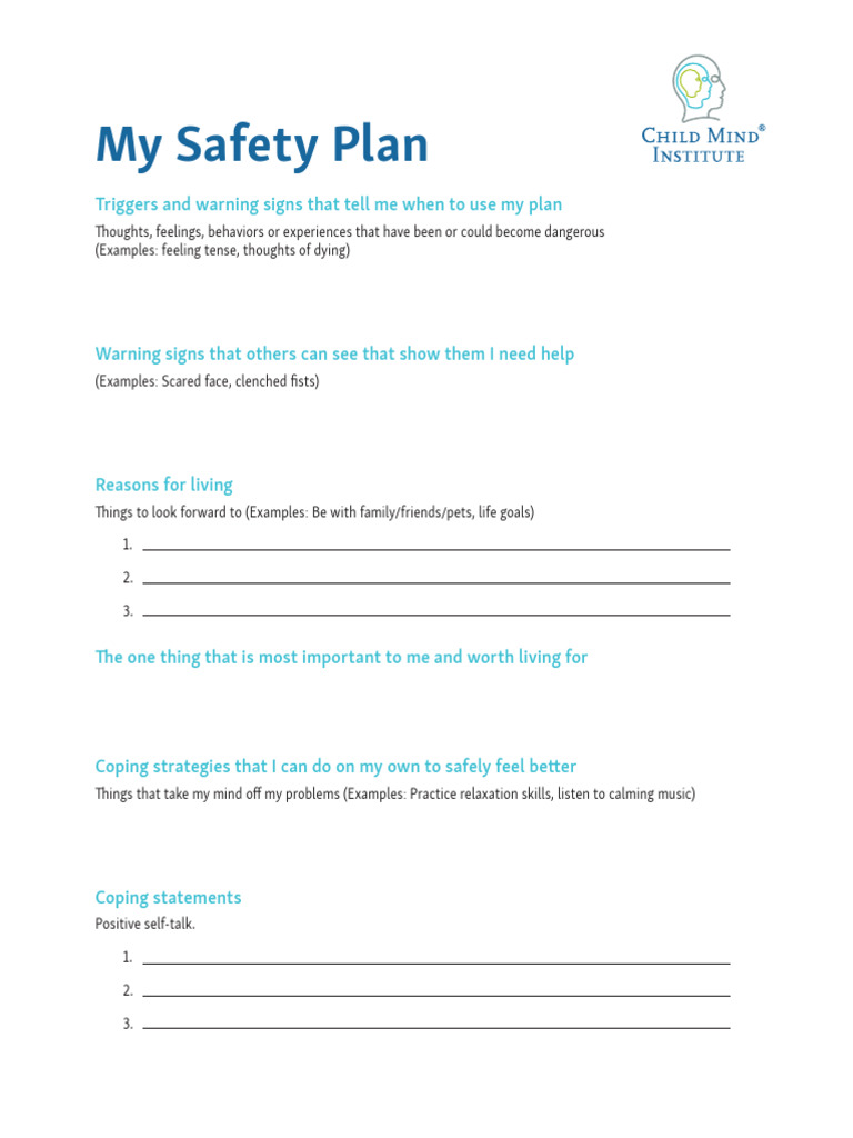 Personal Safety Plan for Mental Health | PDF