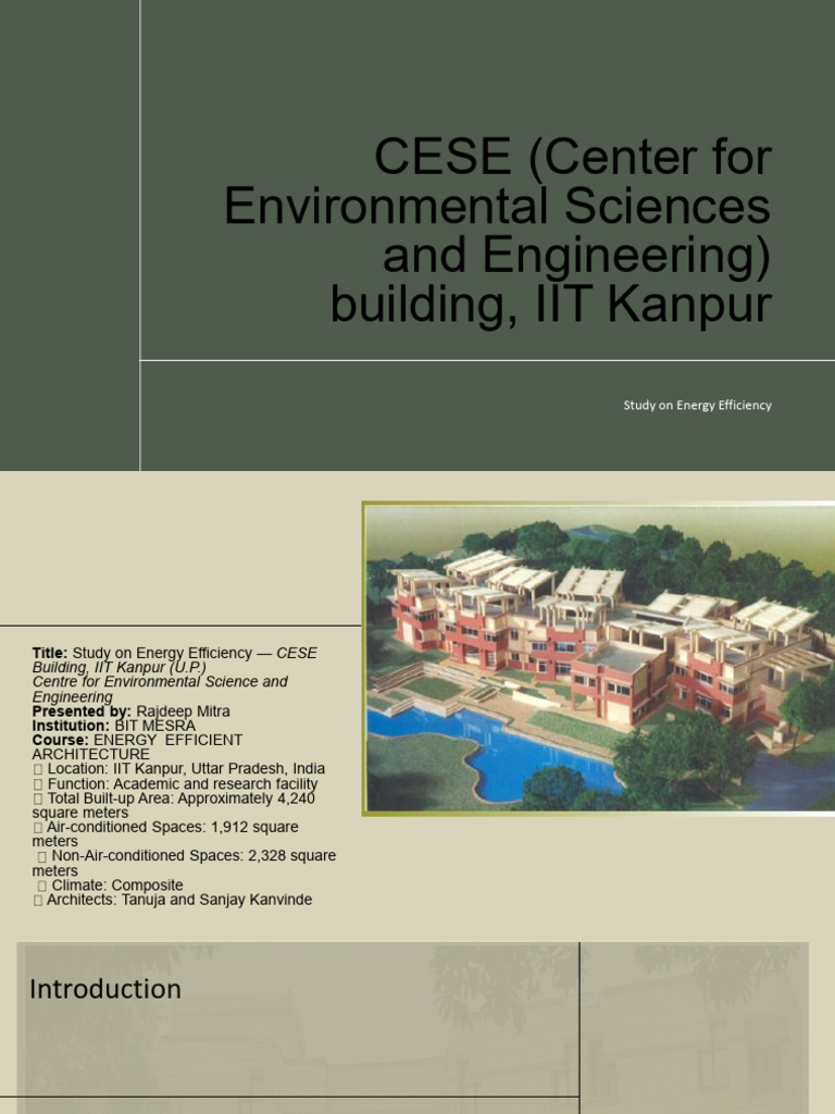Energy Efficiency in CESE Building, IIT Kanpur | PDF | Efficient Energy ...
