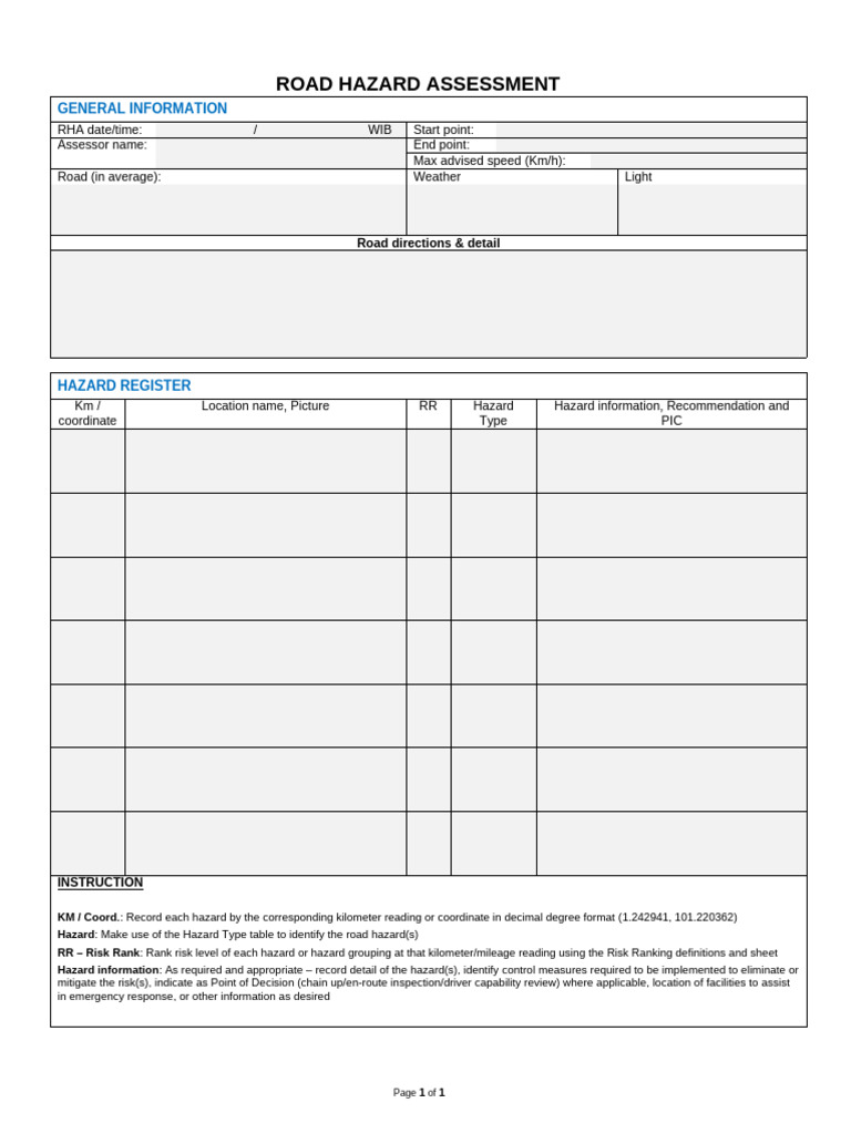 RHA Form Rev 1 | PDF