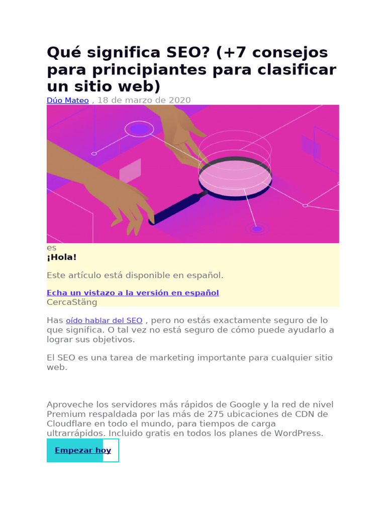 Qué Significa SEO | PDF | Posicionamiento en buscadores | Transport ...