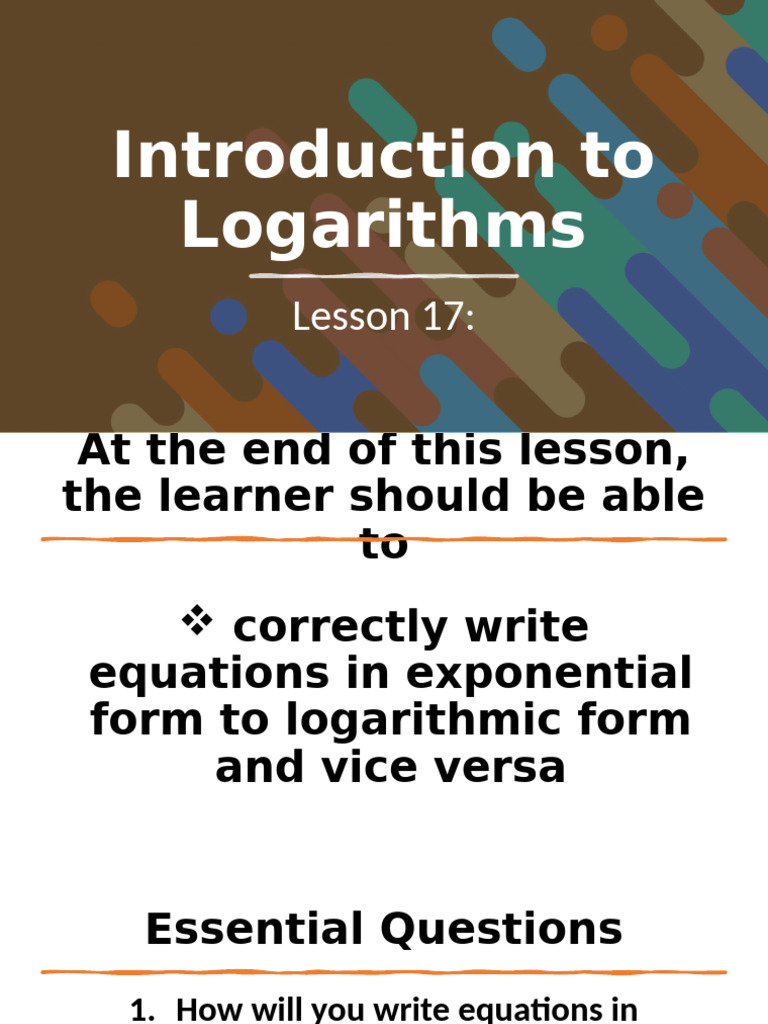Lesson 17. Introduction To Logarithms | PDF