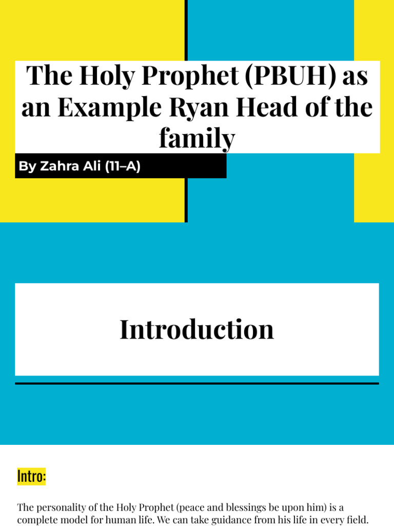 The Holy Prophet (PBUH) As An Example Ryan Head of The Family | PDF ...
