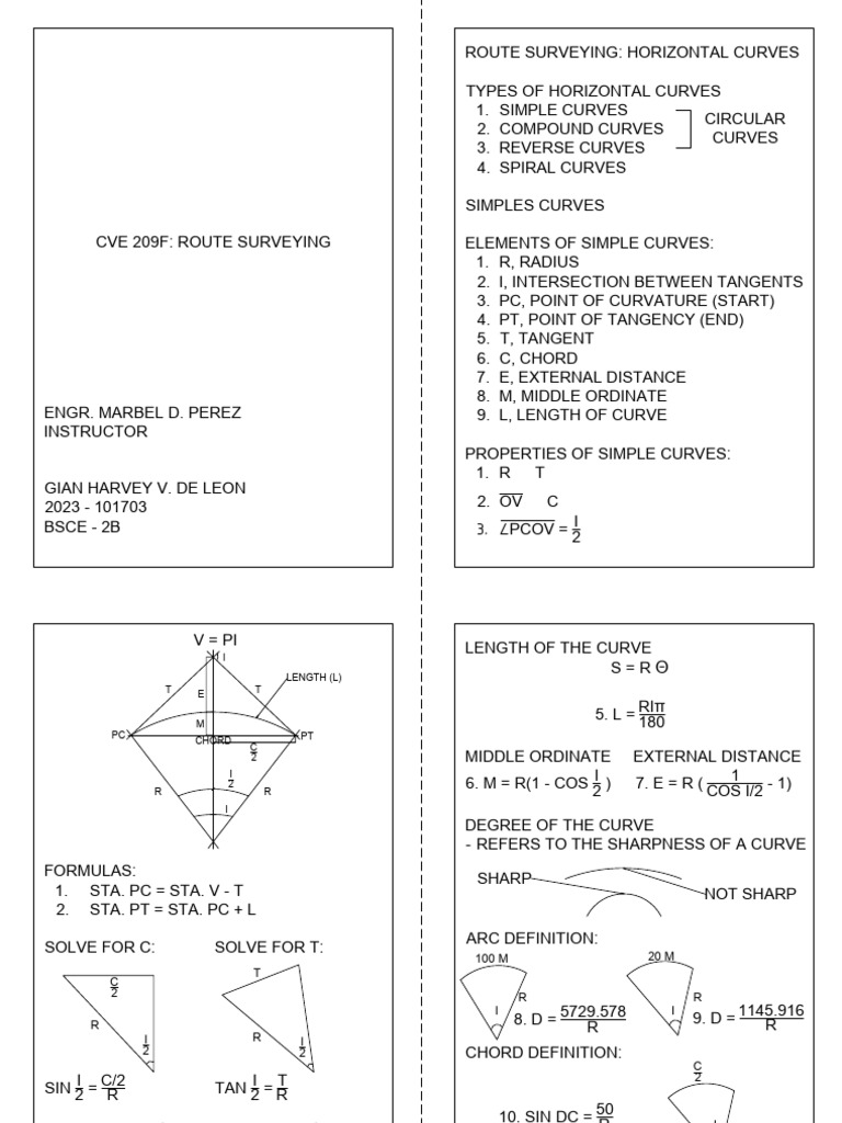 Route Surveying: Horizontal Curves Guide | PDF | Tangent | Curvature