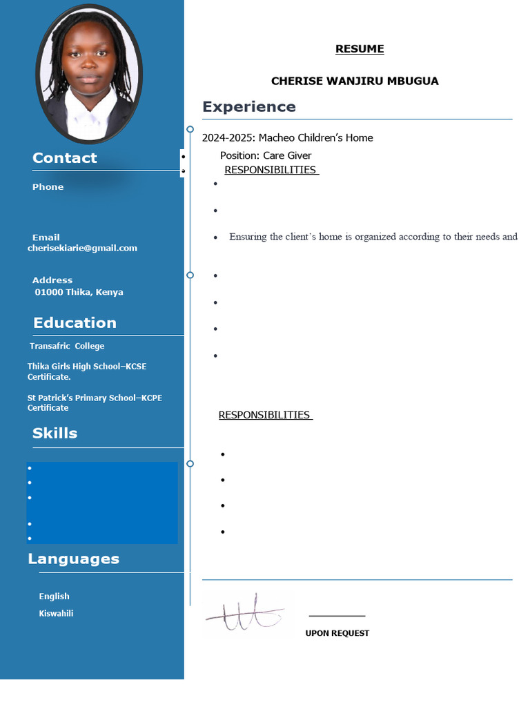 Cv_cherise Ats Cvv | PDF | Caregiver | Health Care