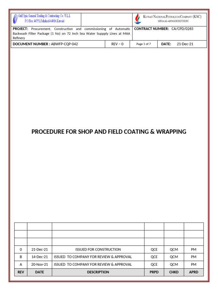 Coating & Wrapping Procedure Guide | PDF | Pipe (Fluid Conveyance ...
