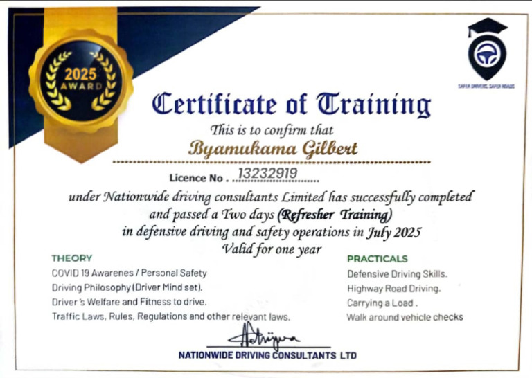 Defensive Driving Cert 1 | PDF
