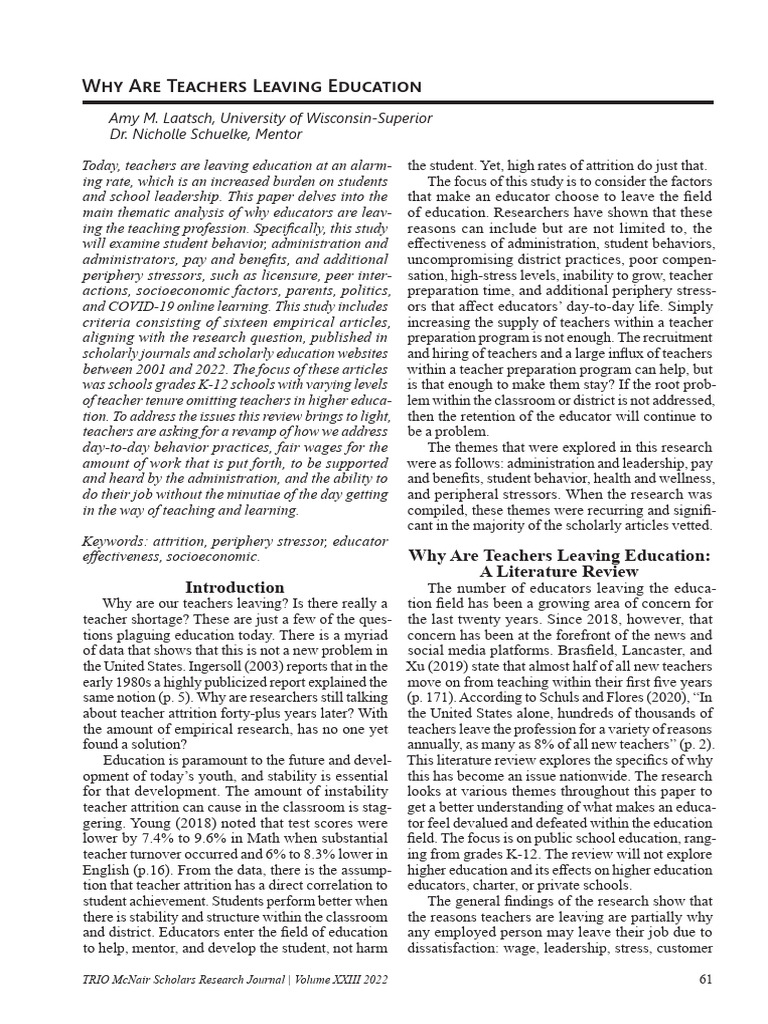 Laatsch, Amy - 2022 - McNair Scholars Journal | PDF | Teachers | Mentorship