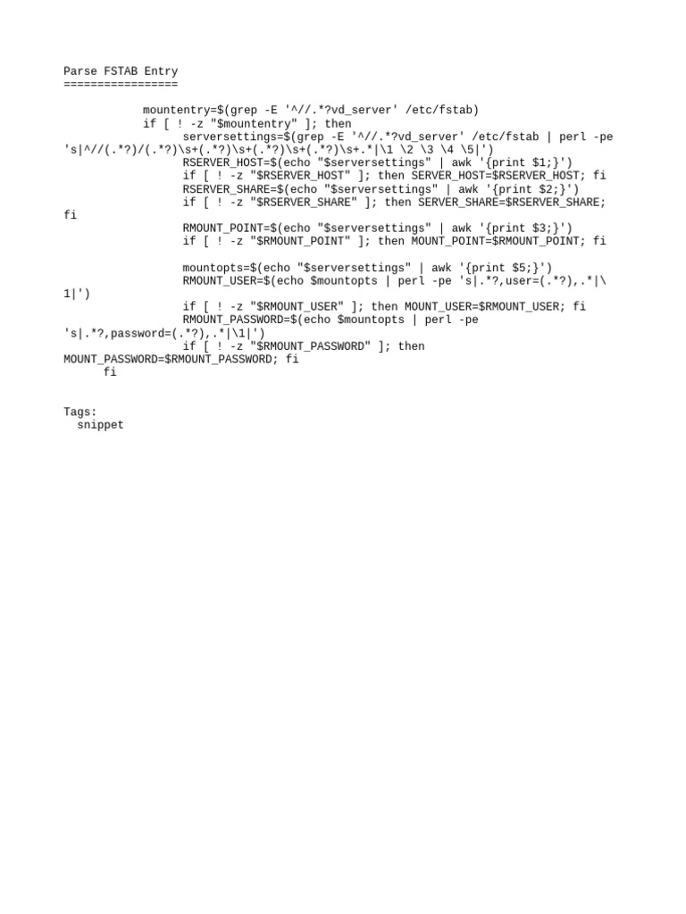 Parse FSTAB Entry | PDF