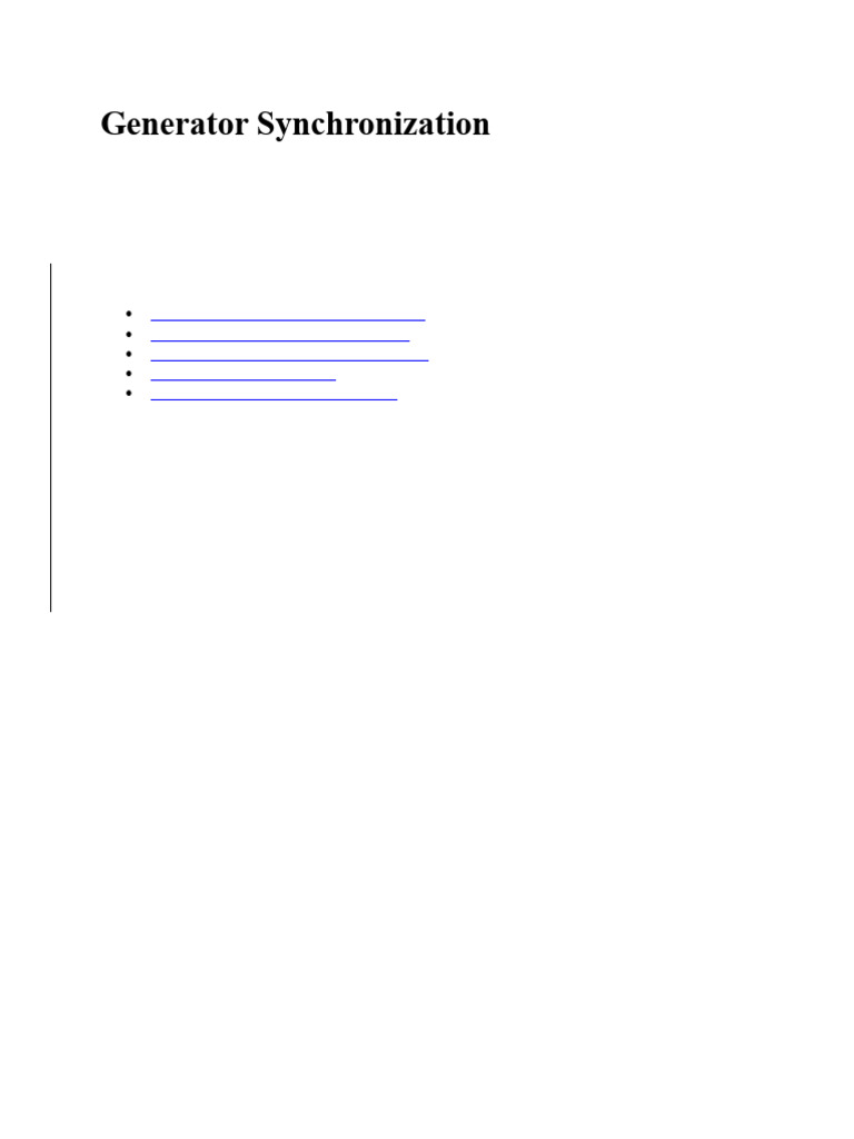 Dark Lamp Method for Generator Sync | PDF | Electronics | Electrical ...
