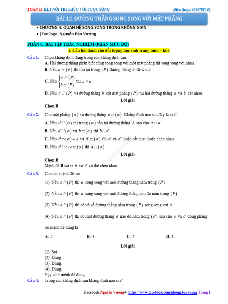 Bai 12 Duong Thang Song Song Vs Mat Phang DA TN | PDF