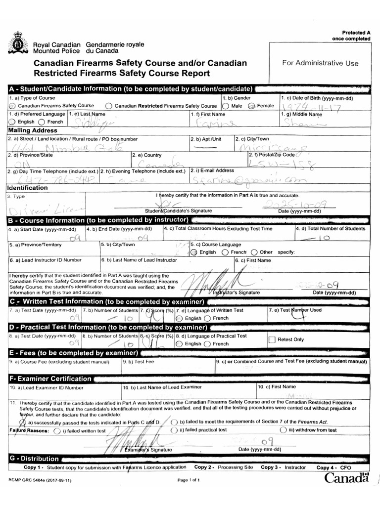 Canadian Firearms Safety Course Report - Farina | PDF