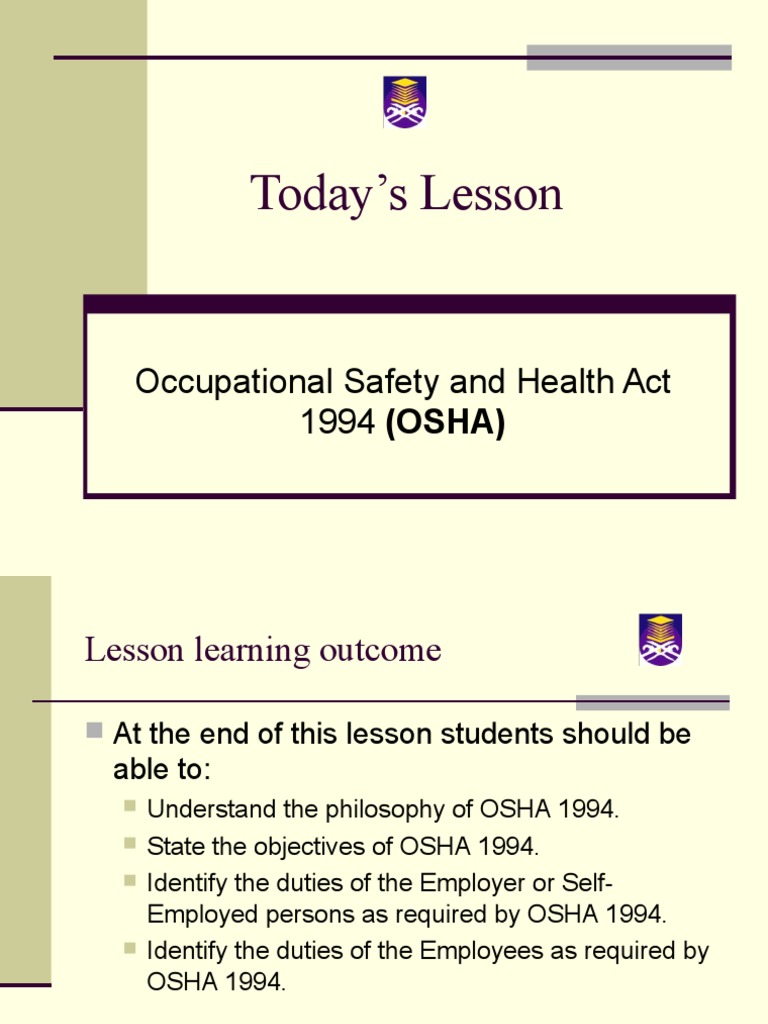 Chapter 14 - OSHA 1994 & Construction Safety | PDF | Occupational ...