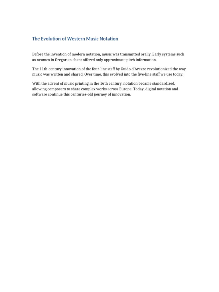 Evolution of Western Music Notation | PDF