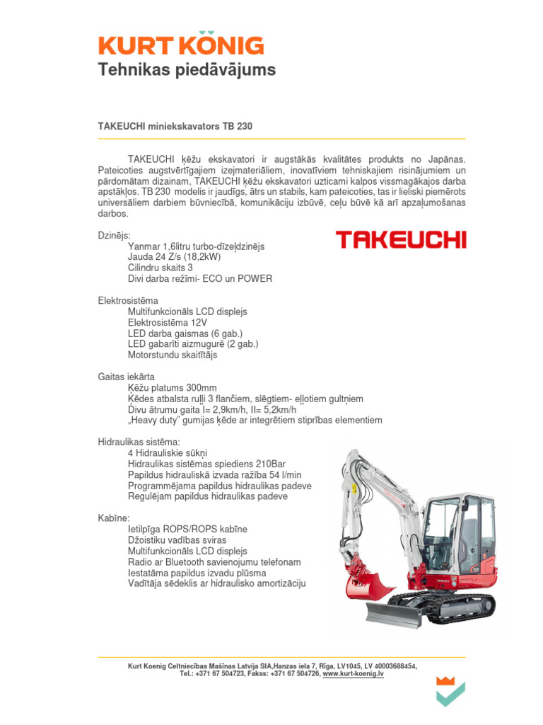 Takeuchi TB 230 Q4 - 2025 | PDF