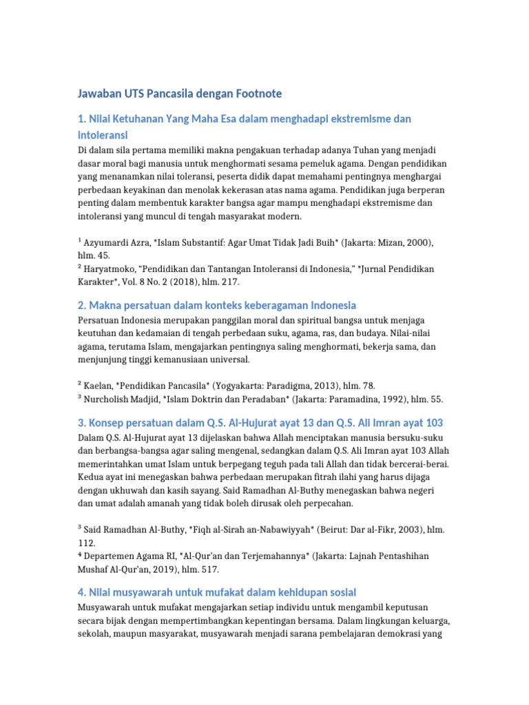 Jawaban_UTS_Pancasila_Footnote | PDF