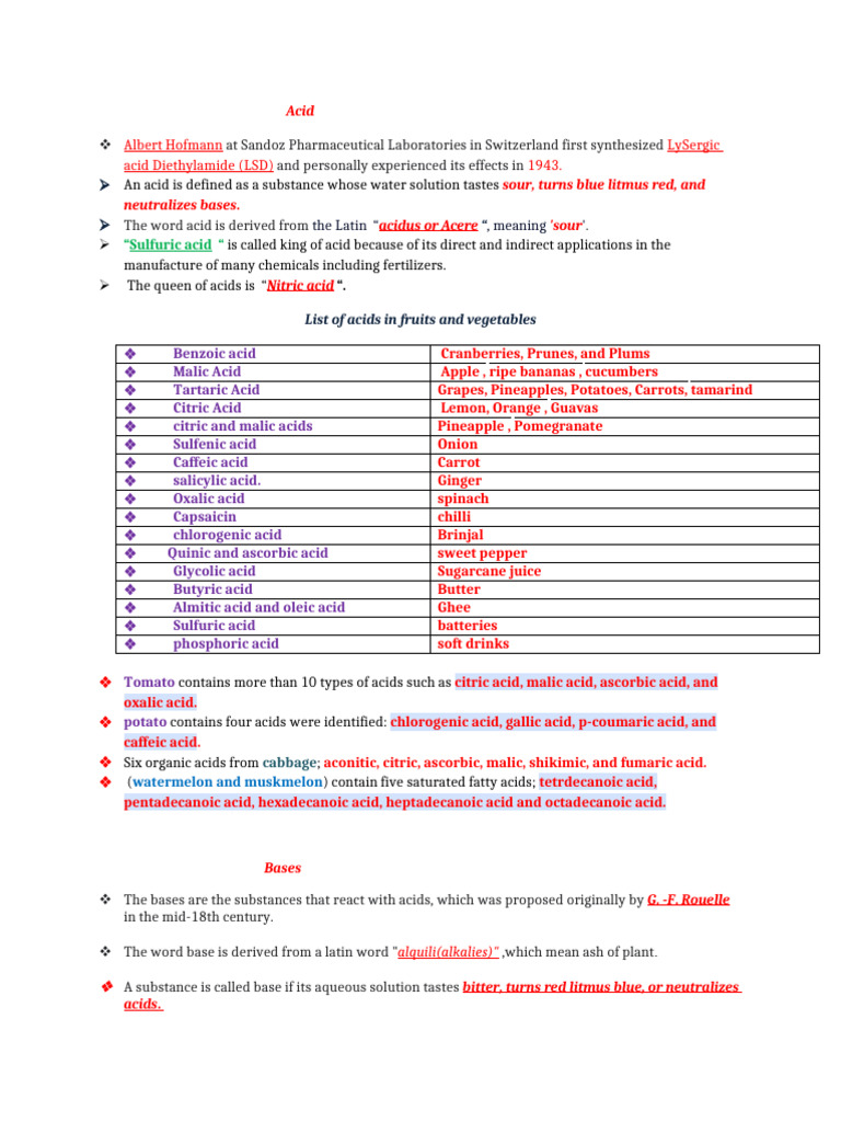 Acids and Bases: Definitions and Examples | PDF | Salt (Chemistry ...