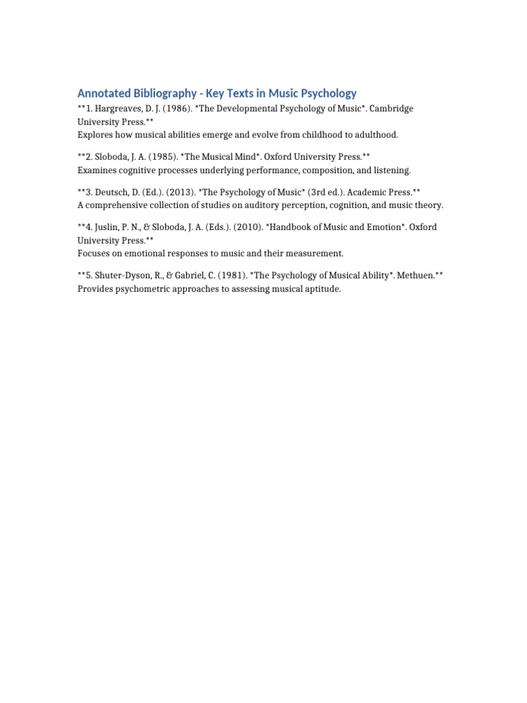 Key Texts in Music Psychology | PDF