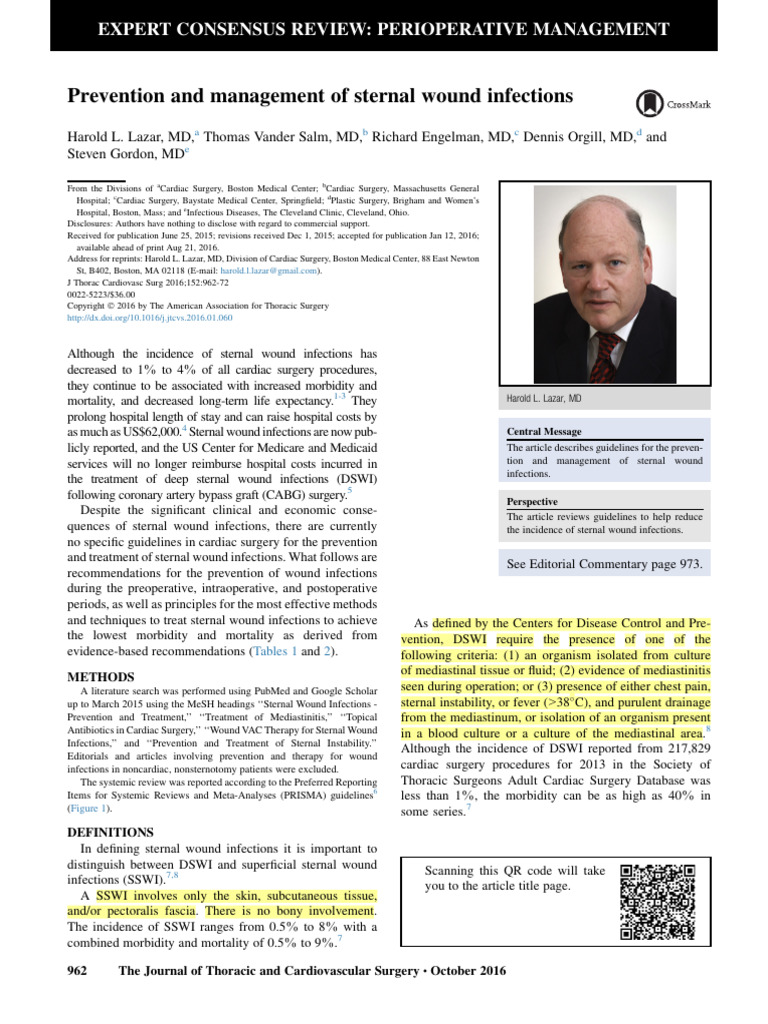 Expert Consensus. Sternal Wound Infections | PDF | Methicillin ...