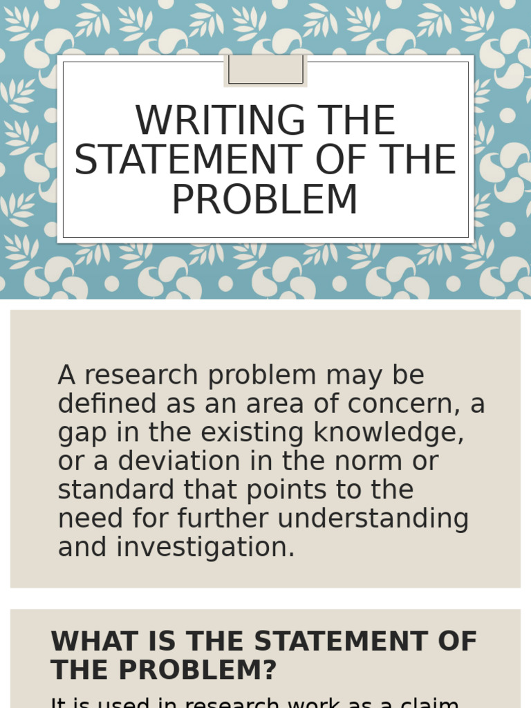 Lesson 4. Statement of The Problem | PDF