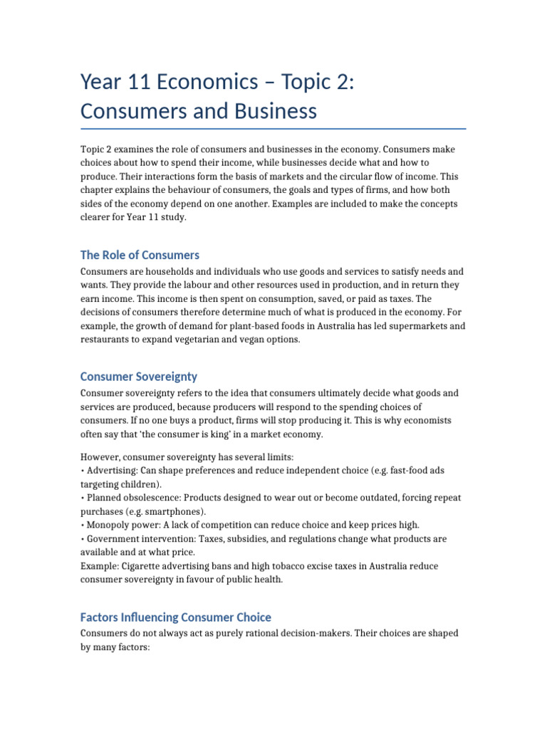Consumers and Businesses in Economics | PDF | Demand | Business