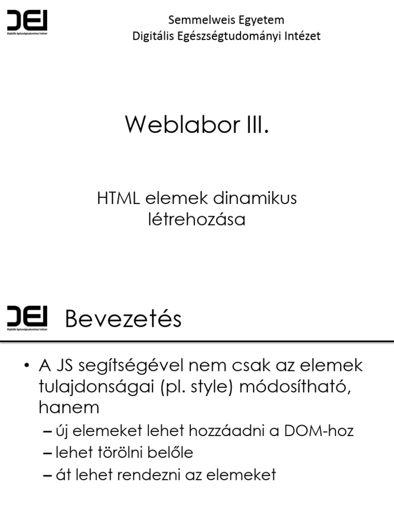 06 Weblabor3 Elemek Hozzaadasa | PDF