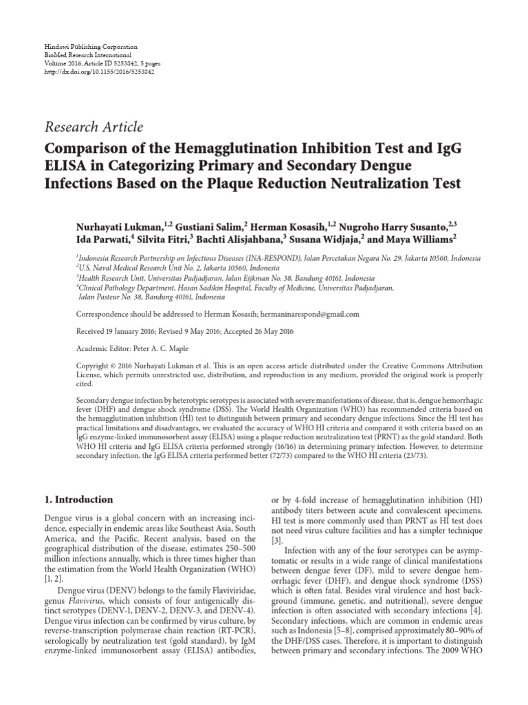 Perbandingan Uji HI Dan IgG | PDF | Serology | Elisa