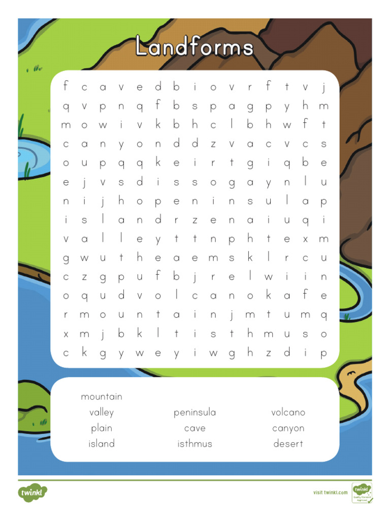 Landforms Word Search | PDF