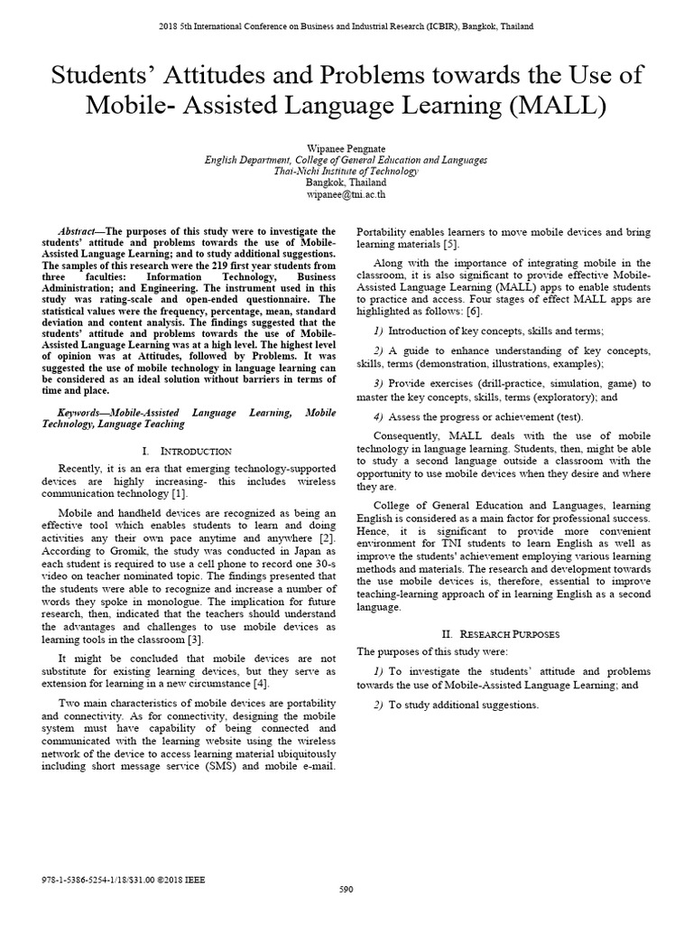 Students' Attitudes and Problems Towards The Use of Mobile-Assisted ...