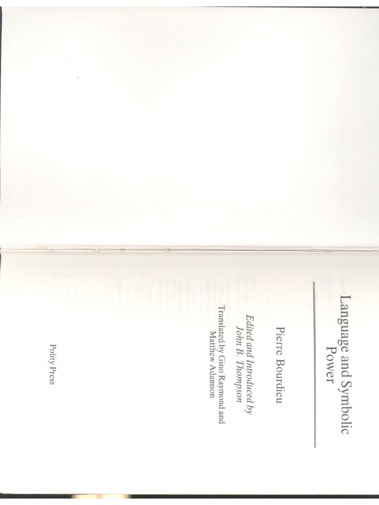 BOURDIEU, Pierre. Language and Symbolic Power | PDF