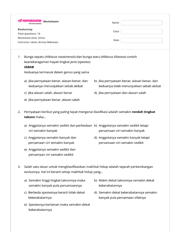 Biodiversity _ Wayground Ms Icha | PDF