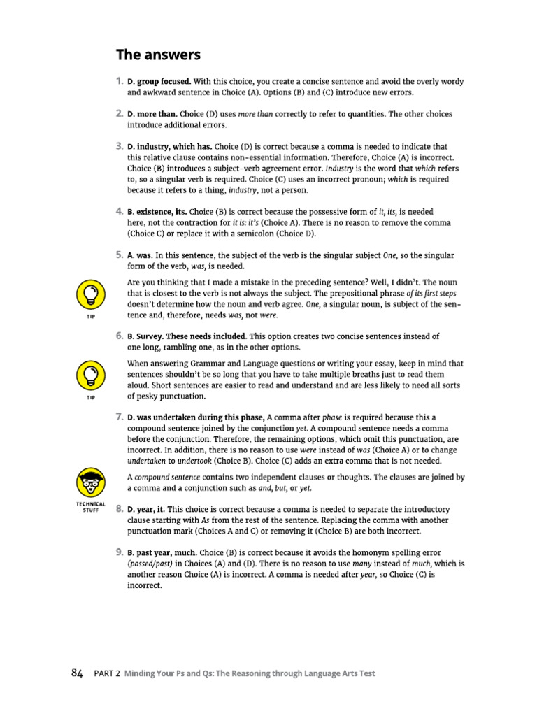 Dummies RLA Practice Test Answers. | PDF