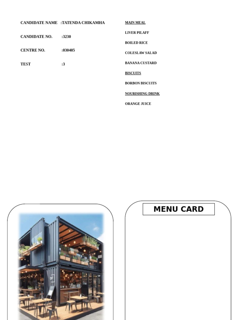 Menu Card | PDF