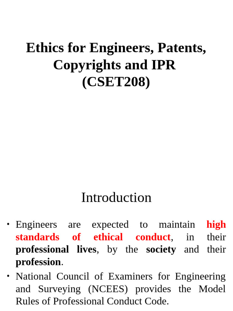 Ethics-Lect 01 Introduction | PDF | Intellectual Property | Trademark