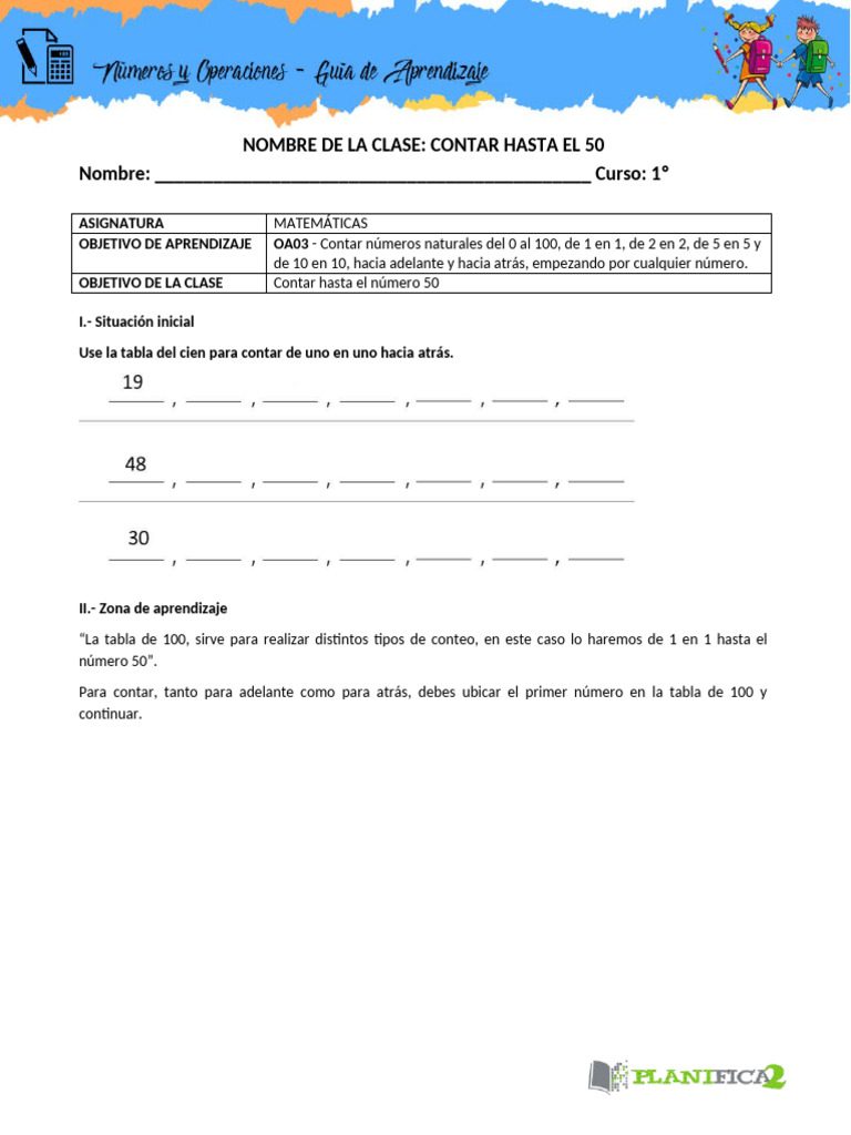 Contar hasta el 50 en Matemáticas | PDF