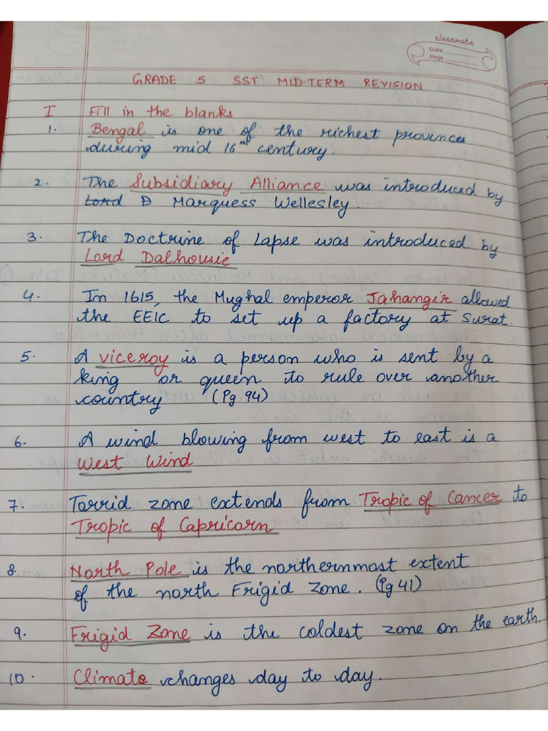 Grade 5 SST Term 1 Revision | PDF