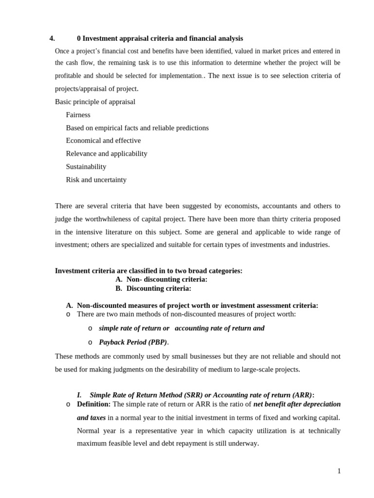 Project-Appraisal Paybak Period | PDF | Net Present Value | Internal ...