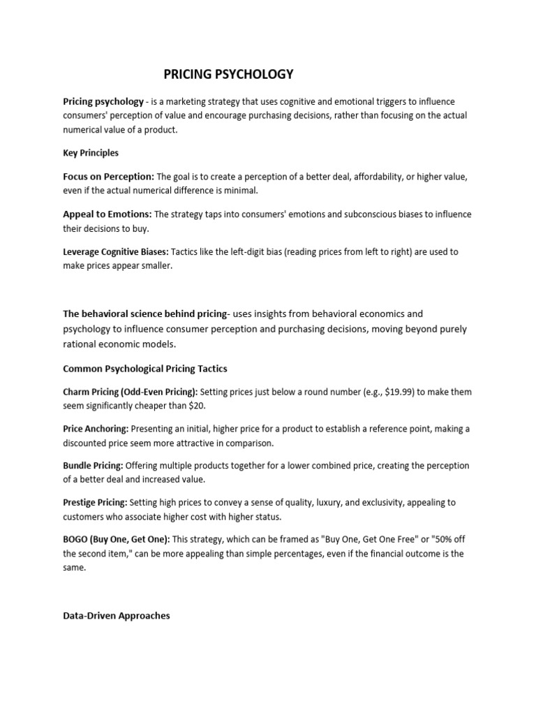 Pricing Psychology and Discrimination Strategies | PDF | Pricing ...