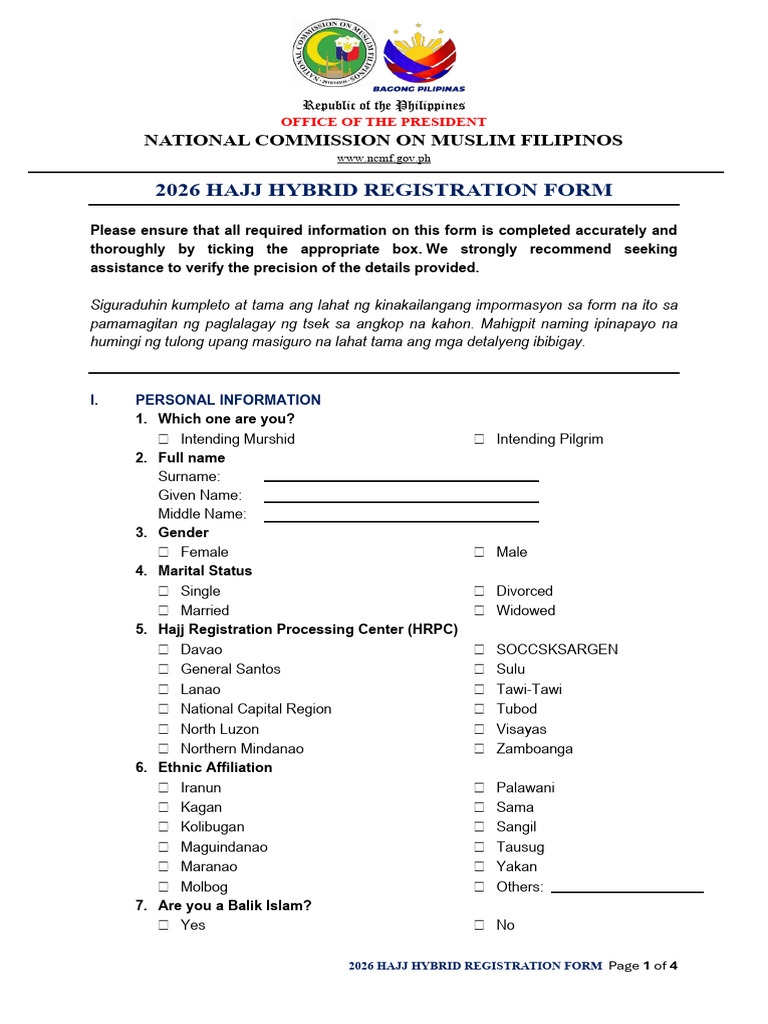 2026 Hajj Registration Form | PDF | Travel Visa