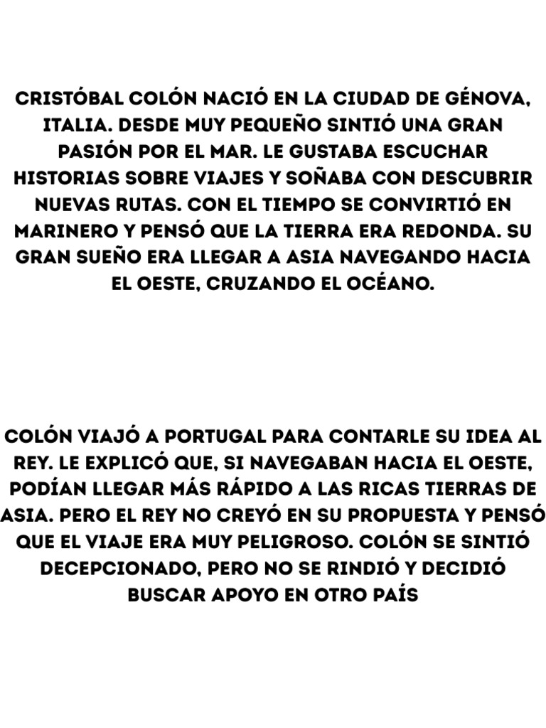 Cristóbal Colón Nació en La Ciudad de Génova, Italia. Desde Muy Pequeño ...